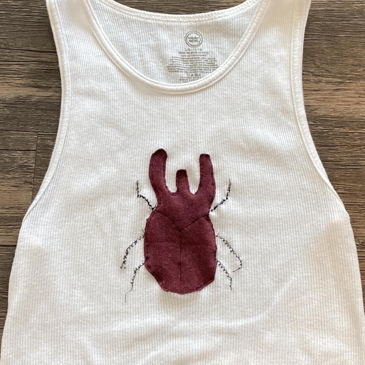 Stag Beetle Patchwork Cropped Tank Adorable ribbed... - Depop