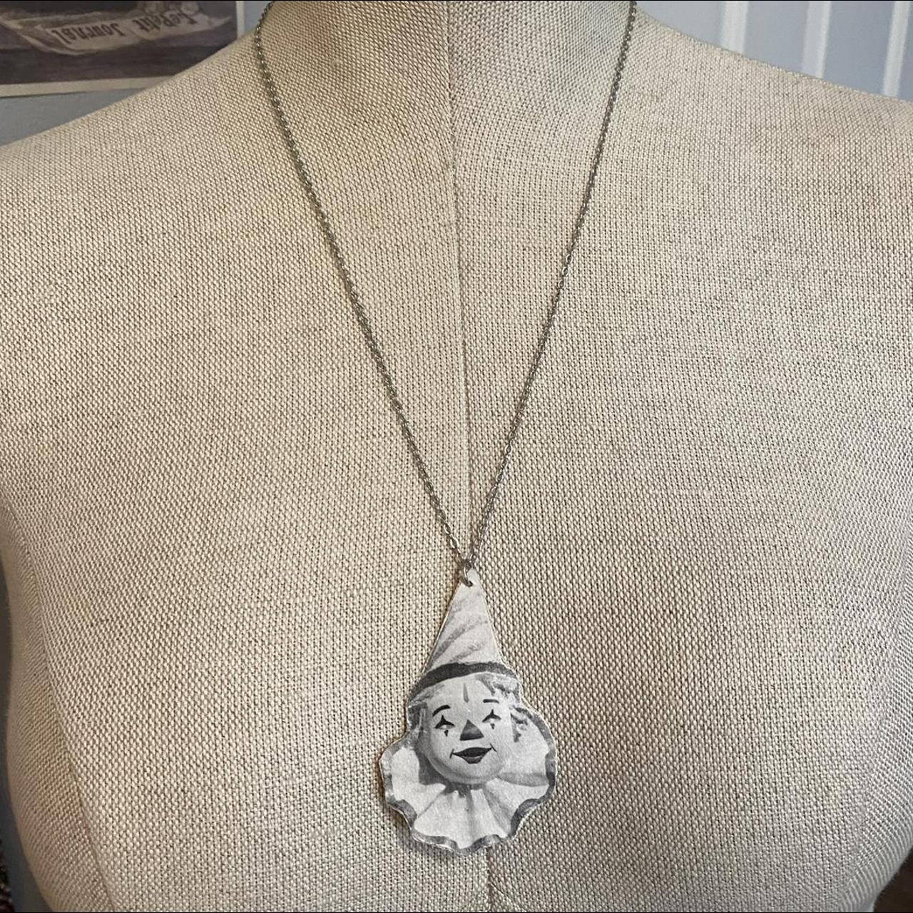 Clown Pendant Necklace Vintage inspired clown... - Depop