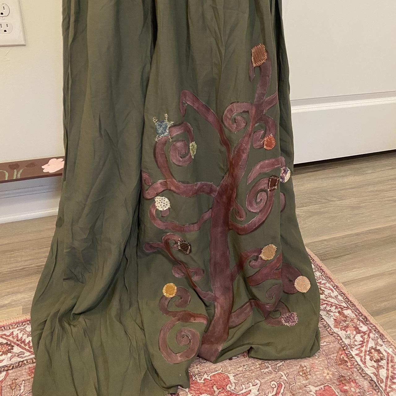 Whimsical Green Tree Pants High waisted green wide... - Depop