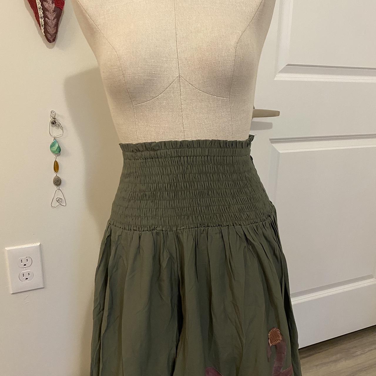 Whimsical Green Tree Pants High waisted green wide... - Depop