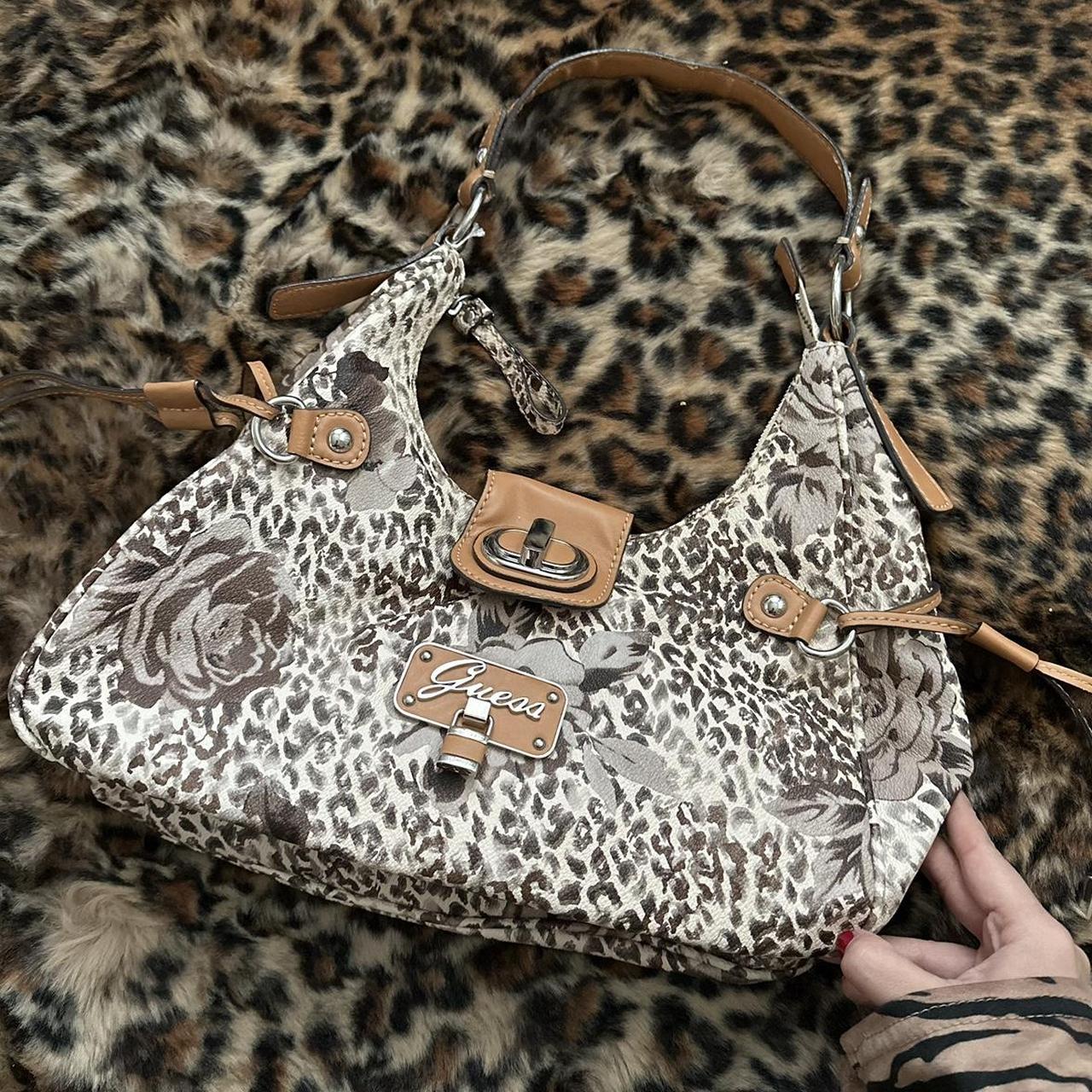 Rare Stunning Guess leopard print floral print bag... | Depop