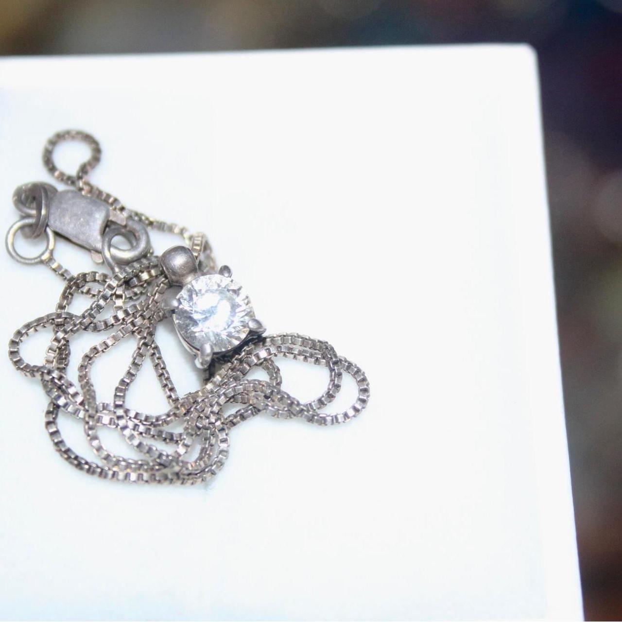 925 stamped cubic zirconia 40cm chain necklace - Depop