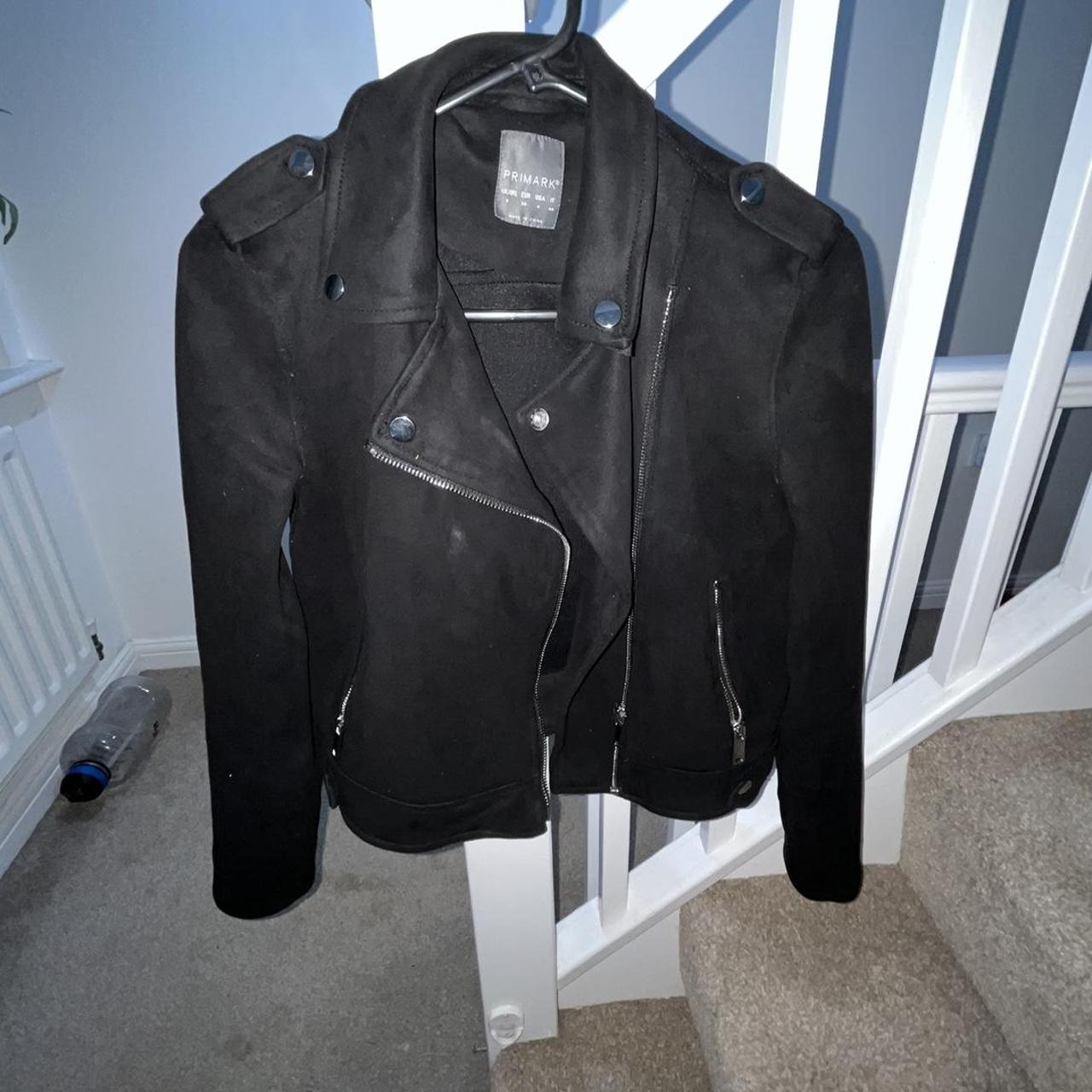 Bomber leather jacket ( Not leather ) black Primark... - Depop