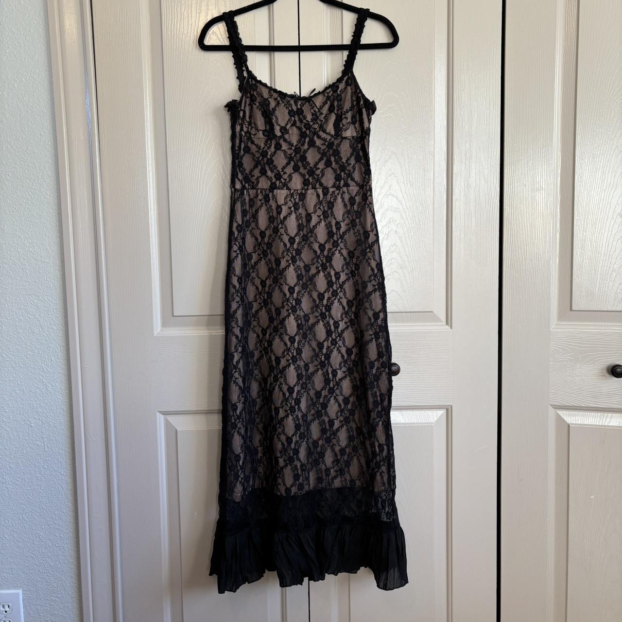 Commense • Lace patchwork cami midi dress • Black... - Depop