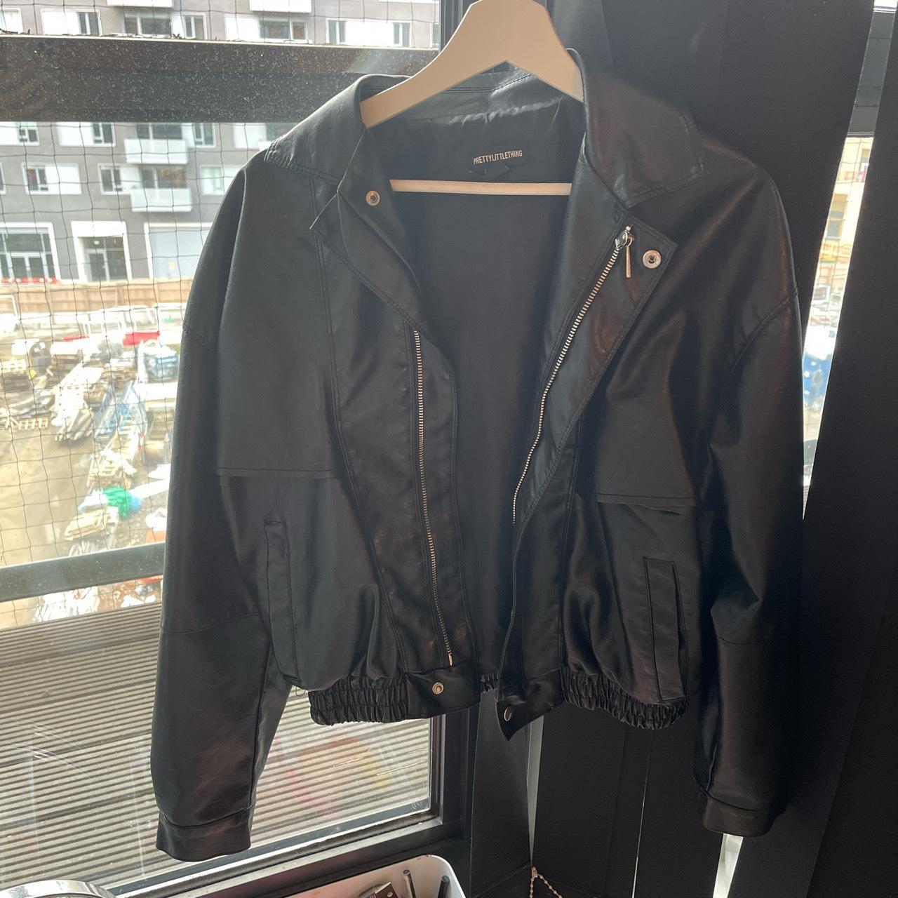 Cropped Black PLT faux leather jacket Worn a few... - Depop