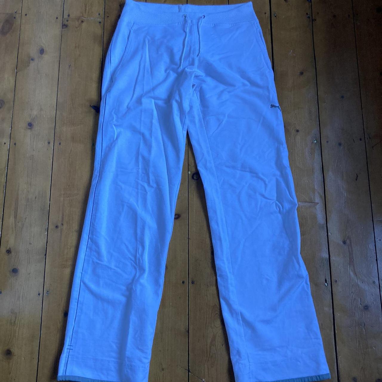 White trackies from puma size small on label, would... - Depop