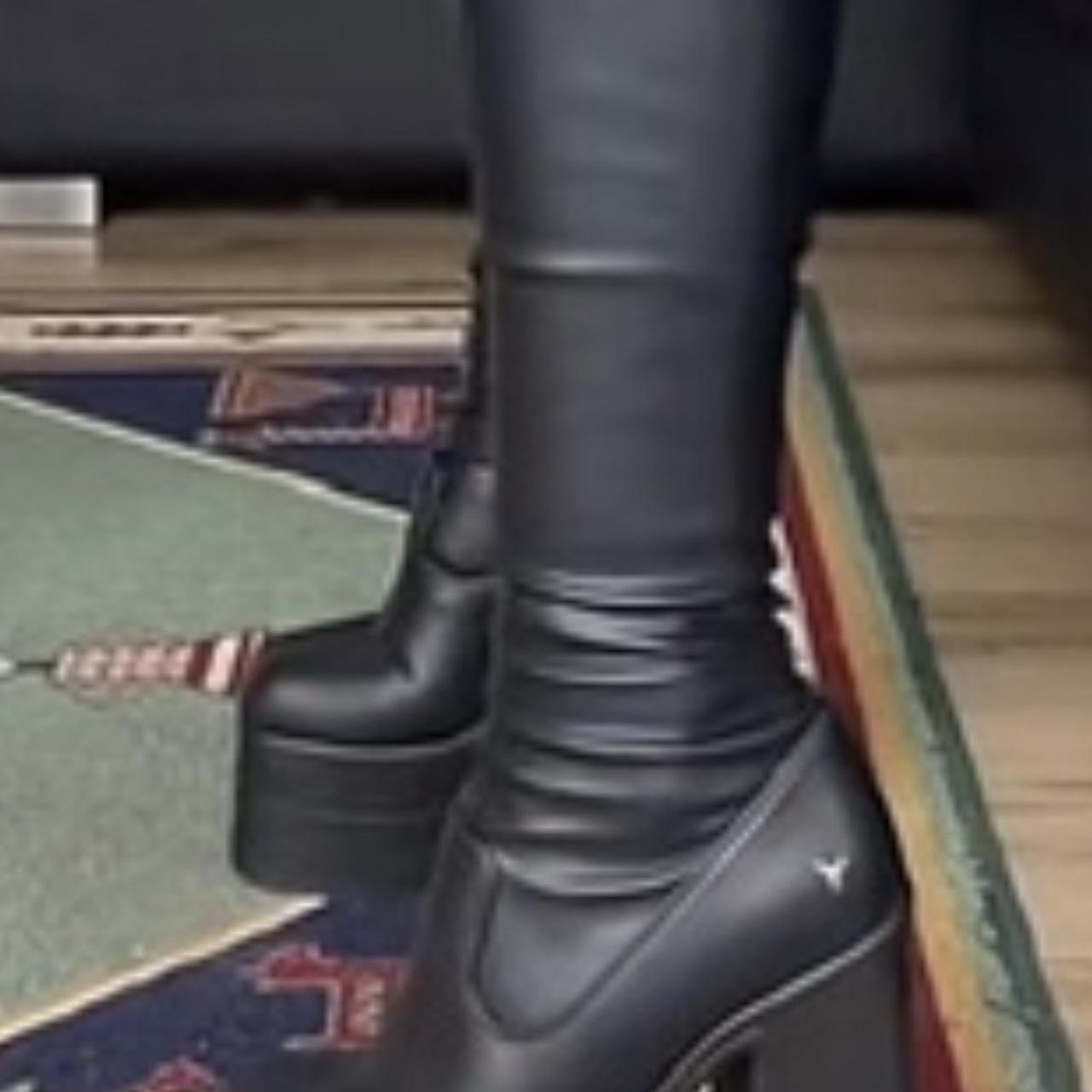 Windsor Smith Intense Black Stretch Platform Boots... - Depop