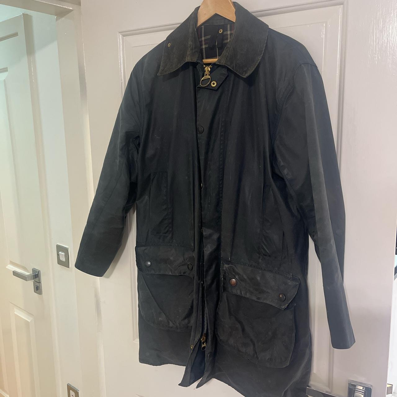 Barbour Border Waxed Jacket in Navy - Size... - Depop