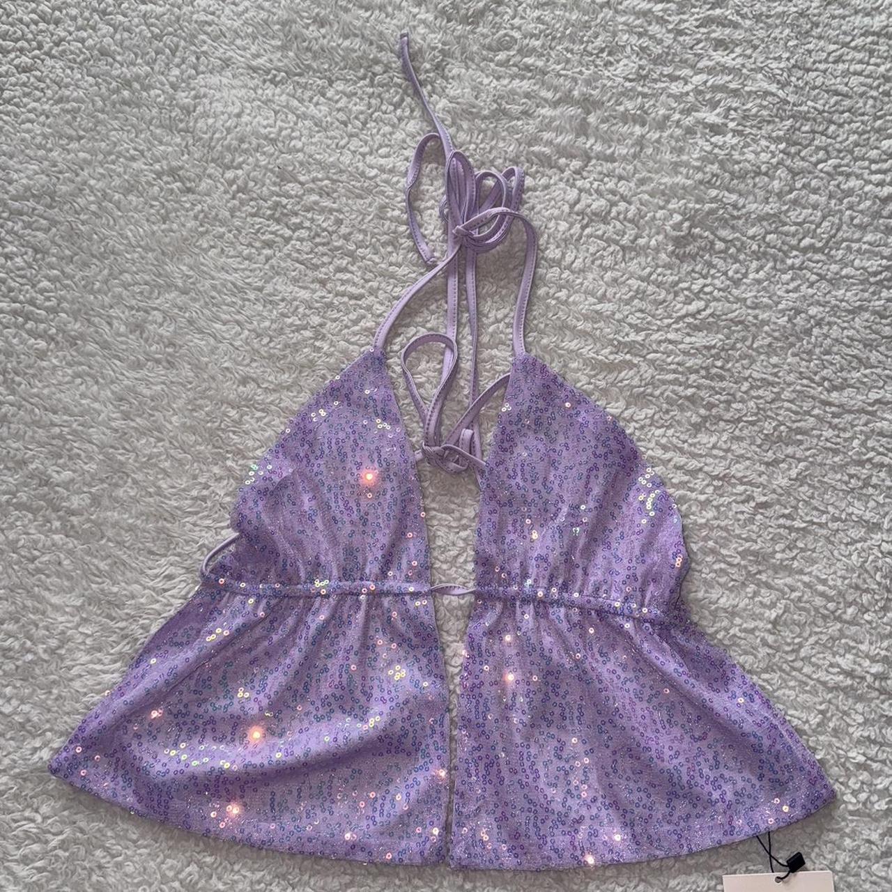 super down purple sparkly top - Depop