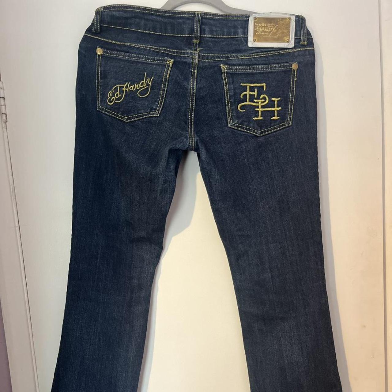 Low waisted Ed Hardy flare jeans Perfect condition... - Depop