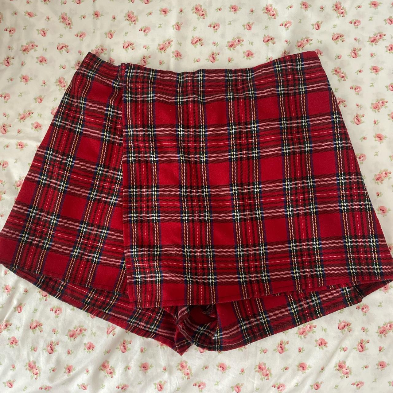 Purrrmelrose Red Plaid Skort - Depop