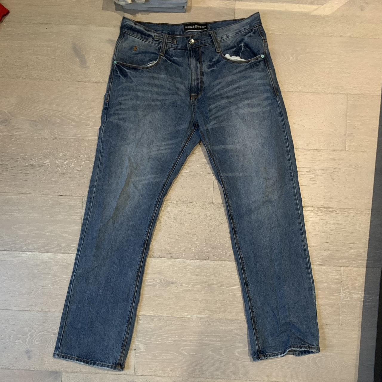 rocawear classic R embroidered jeans vintage wash... - Depop