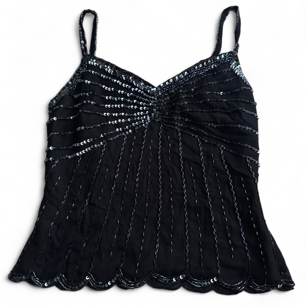 black beaded tank top by the brand newport news... | Depop