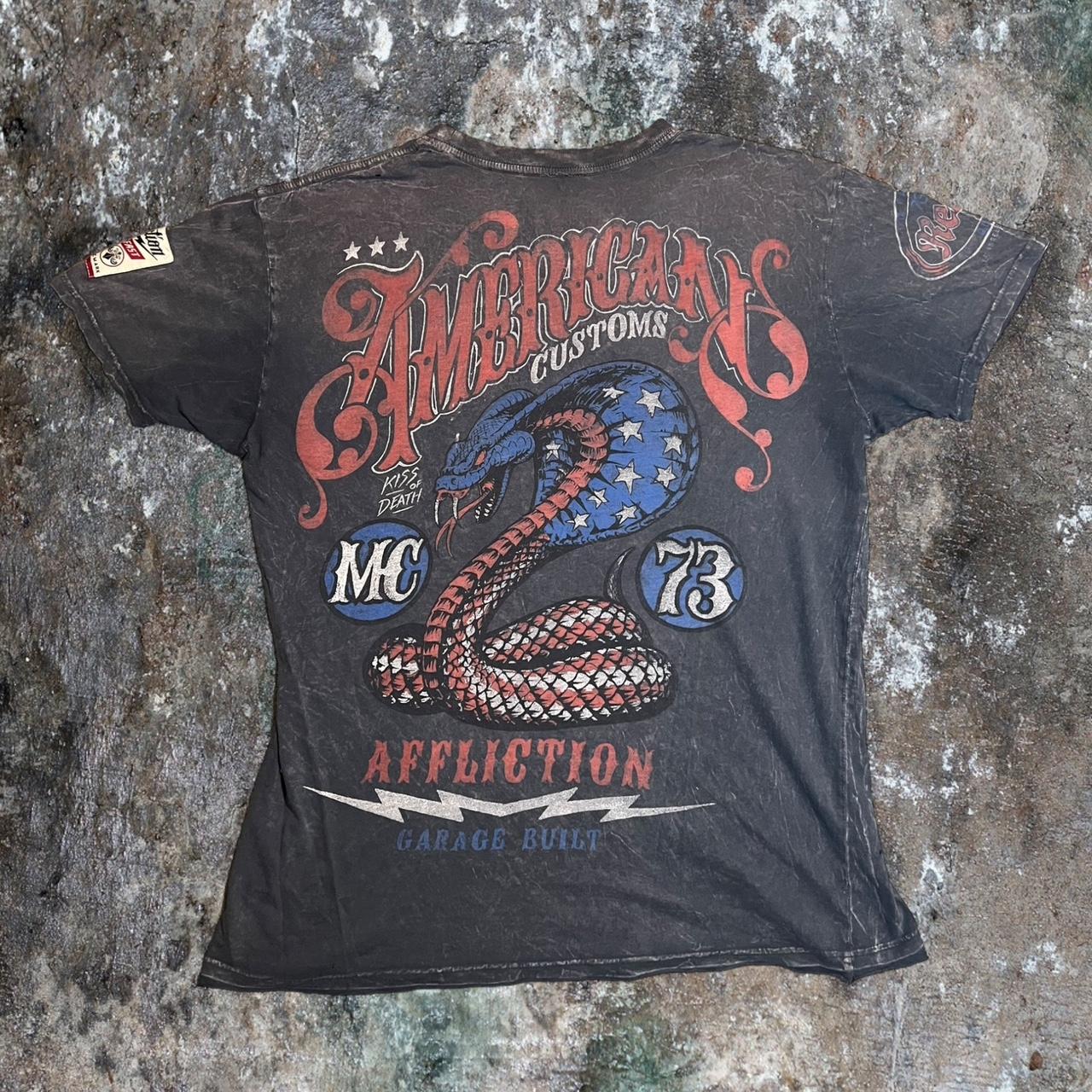 Affliction Snake MC Y2K tee Size large 21x27 Some... - Depop