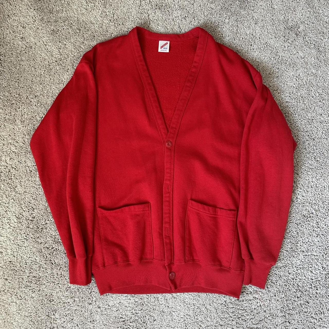 Vintage Jerzees Red Cardigan Message me if you have... - Depop