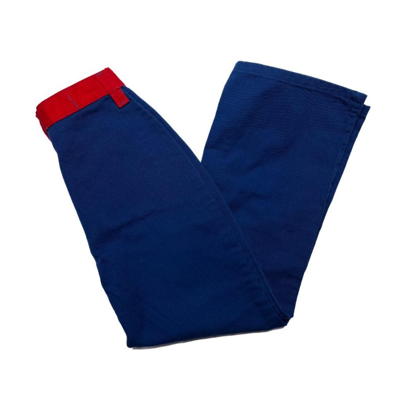 Vintage 1970s Pants Bright blue pants with a red... - Depop