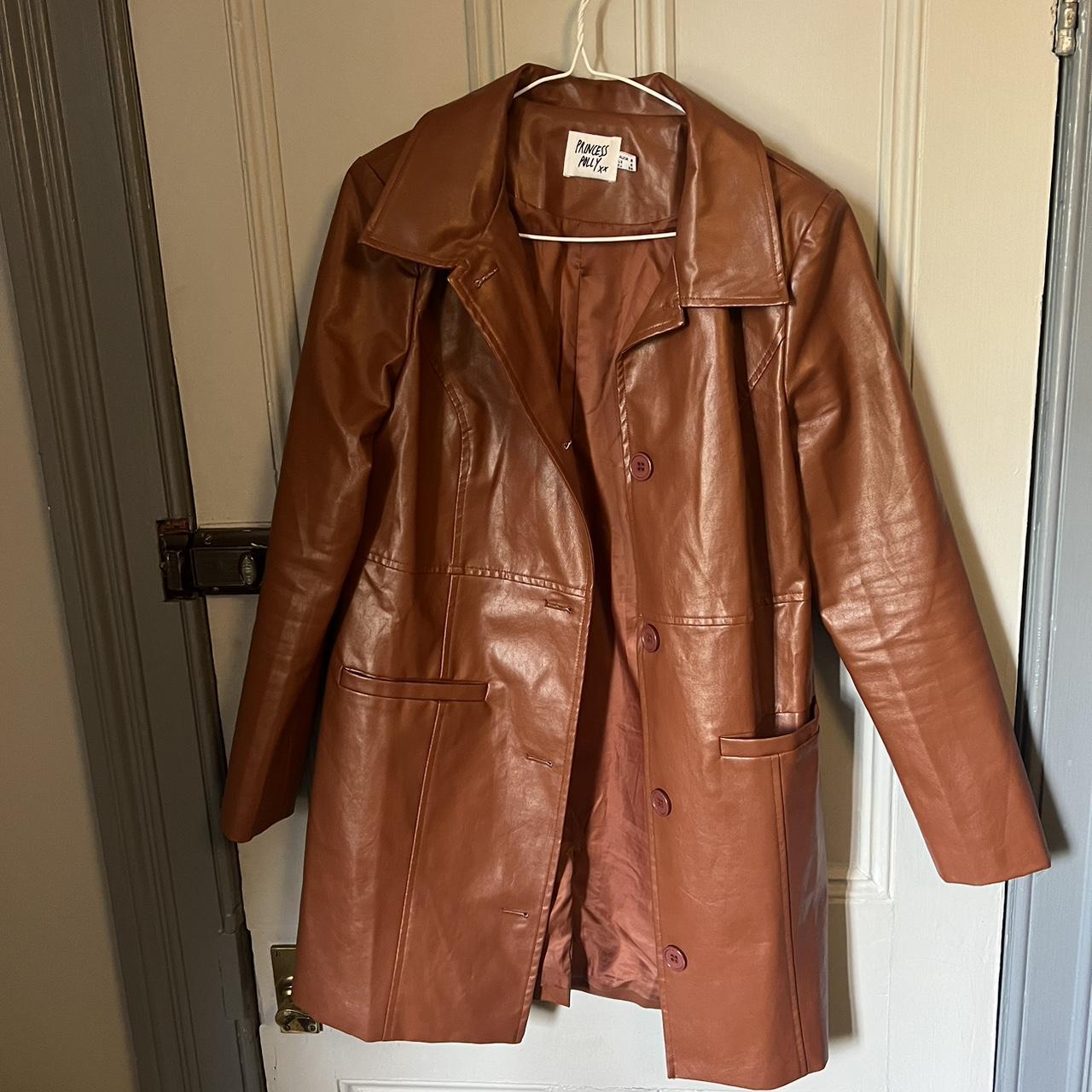 Princess Polly brown leather jacket size 8 - Depop