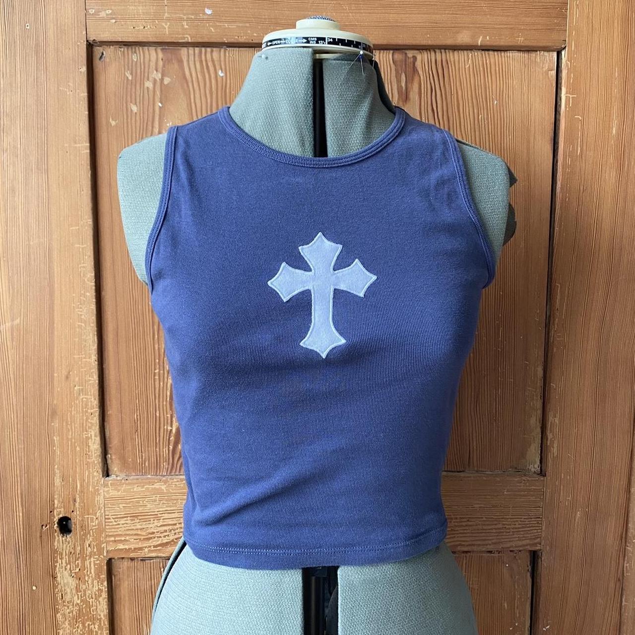 Subdued gothic style cross tank - size m, however... - Depop