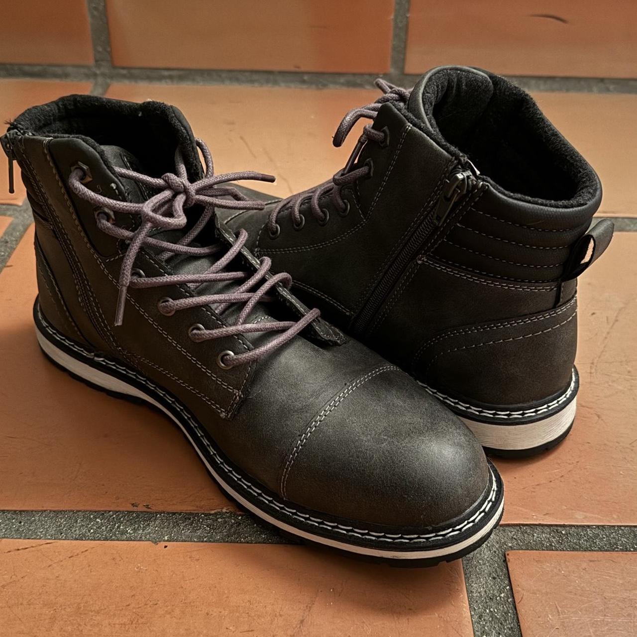 B-52 by Bullboxer Boots Grey with zip up side only... - Depop