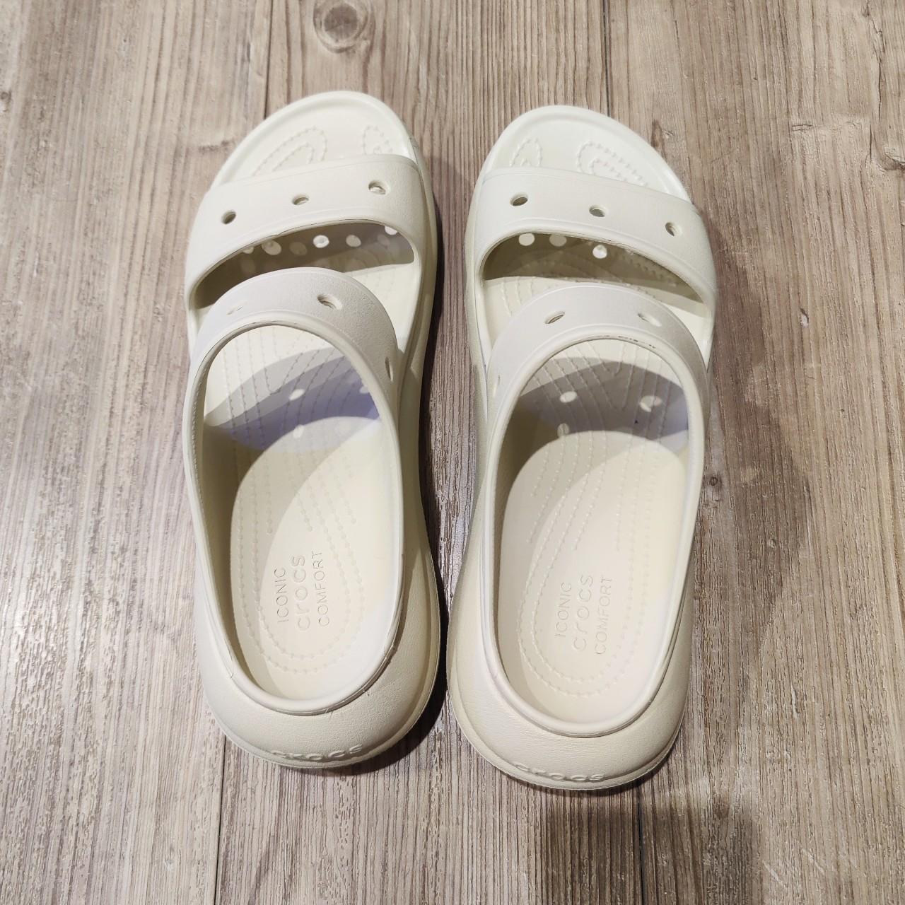 Crocs Men's Cream Slides | Depop