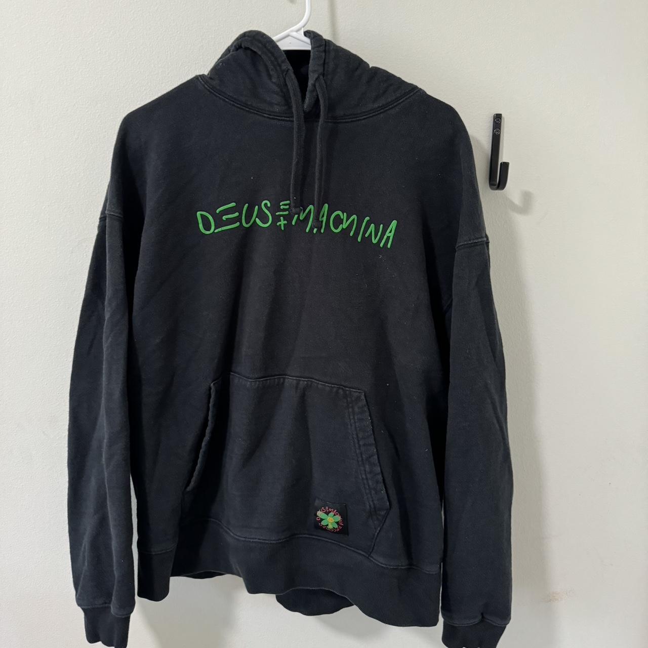 dues ex machina black hoodie with green... | Depop