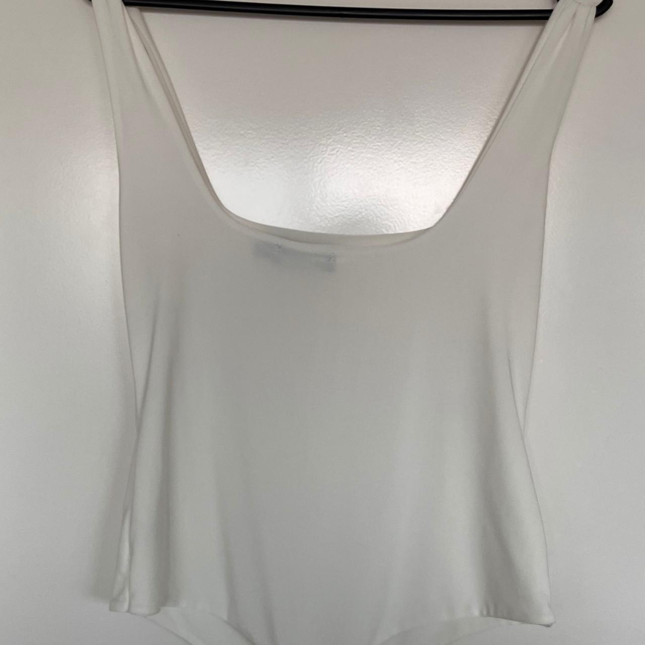 White Second Skin Square Neck Sleeveless Thong... - Depop