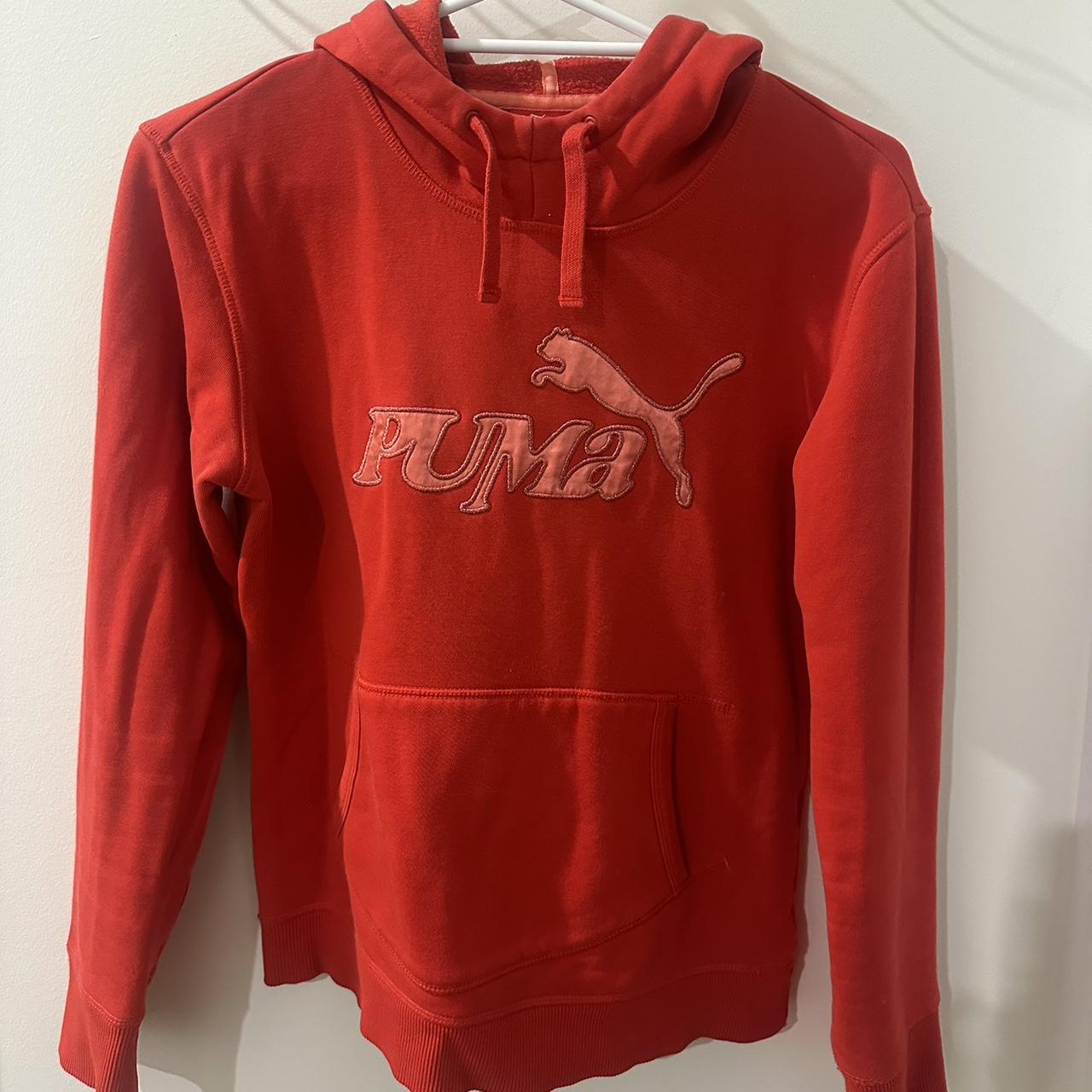 Vintage red puma hoodie Logo sparkles - Depop