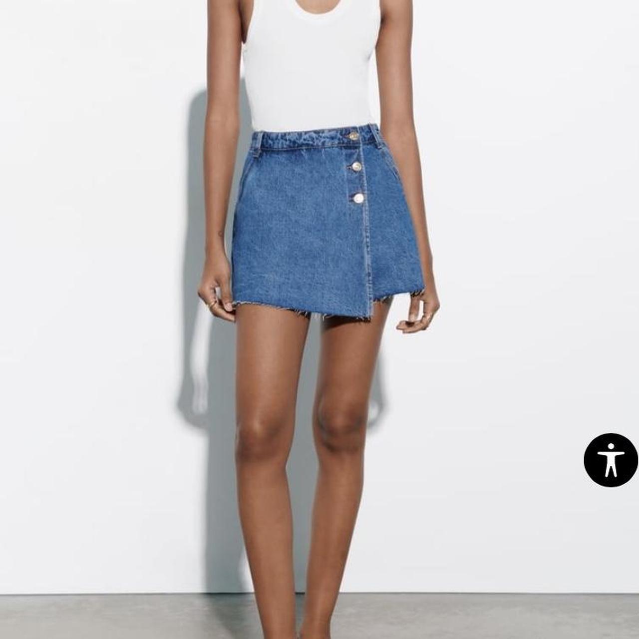 zara cross over skort with gold buttons size xs... - Depop