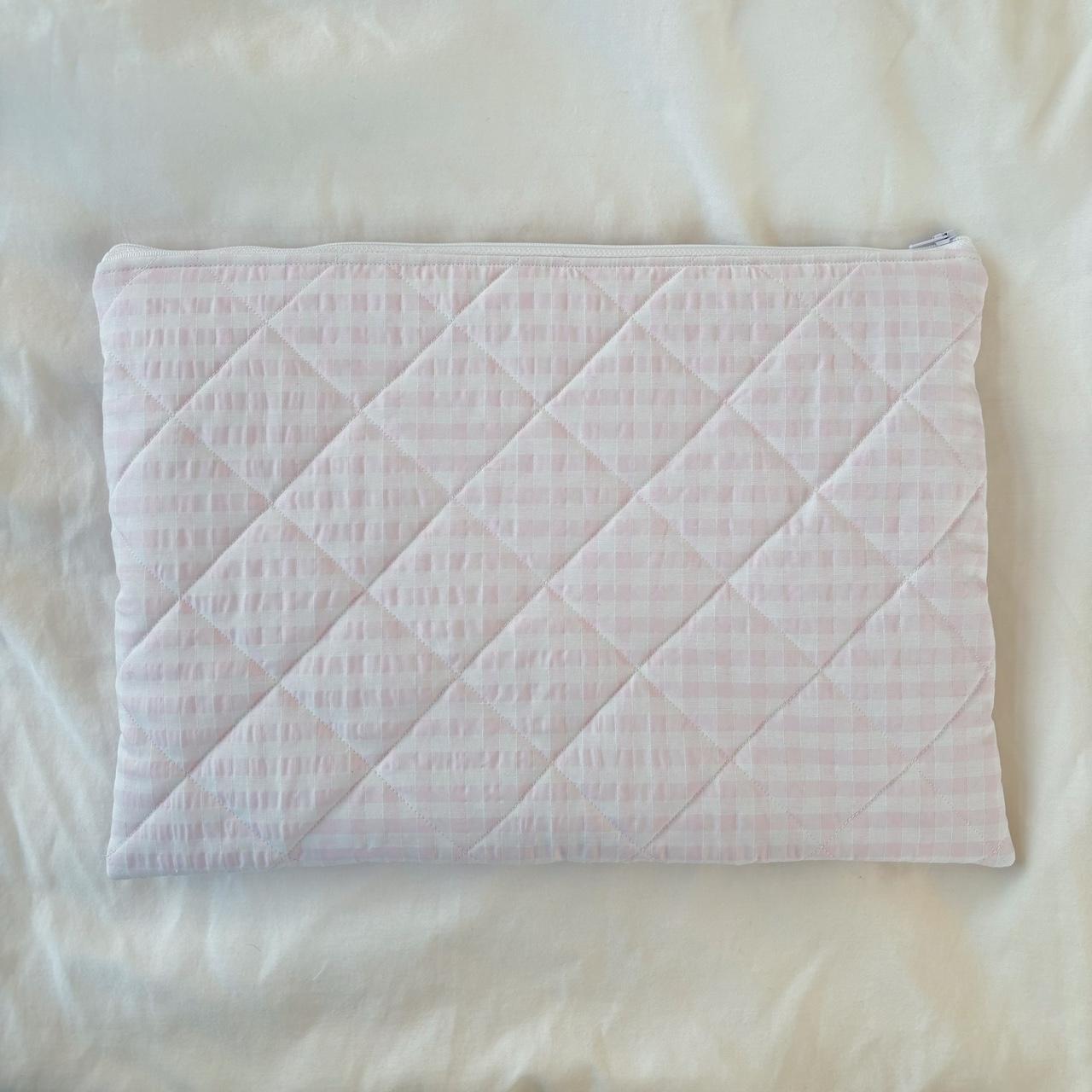 Beautiful Handmade Quilted Laptop Sleeve- Baby Pink... - Depop