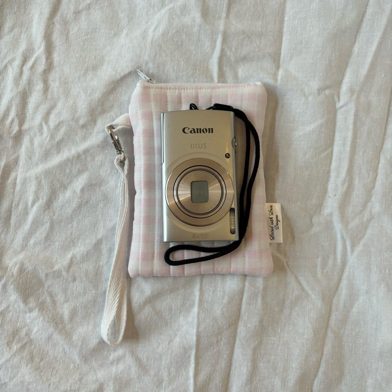 Quilted digital camera bag - baby pink gingham... - Depop