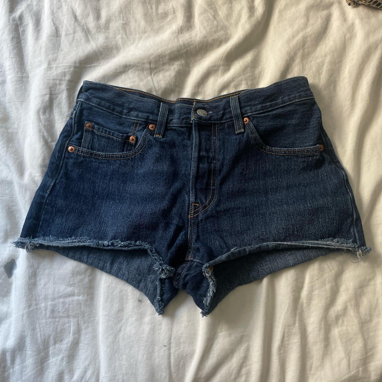 SIZE 26 LEVI’s 501 SHORTS NAVY BLUE DENIMN 501... - Depop