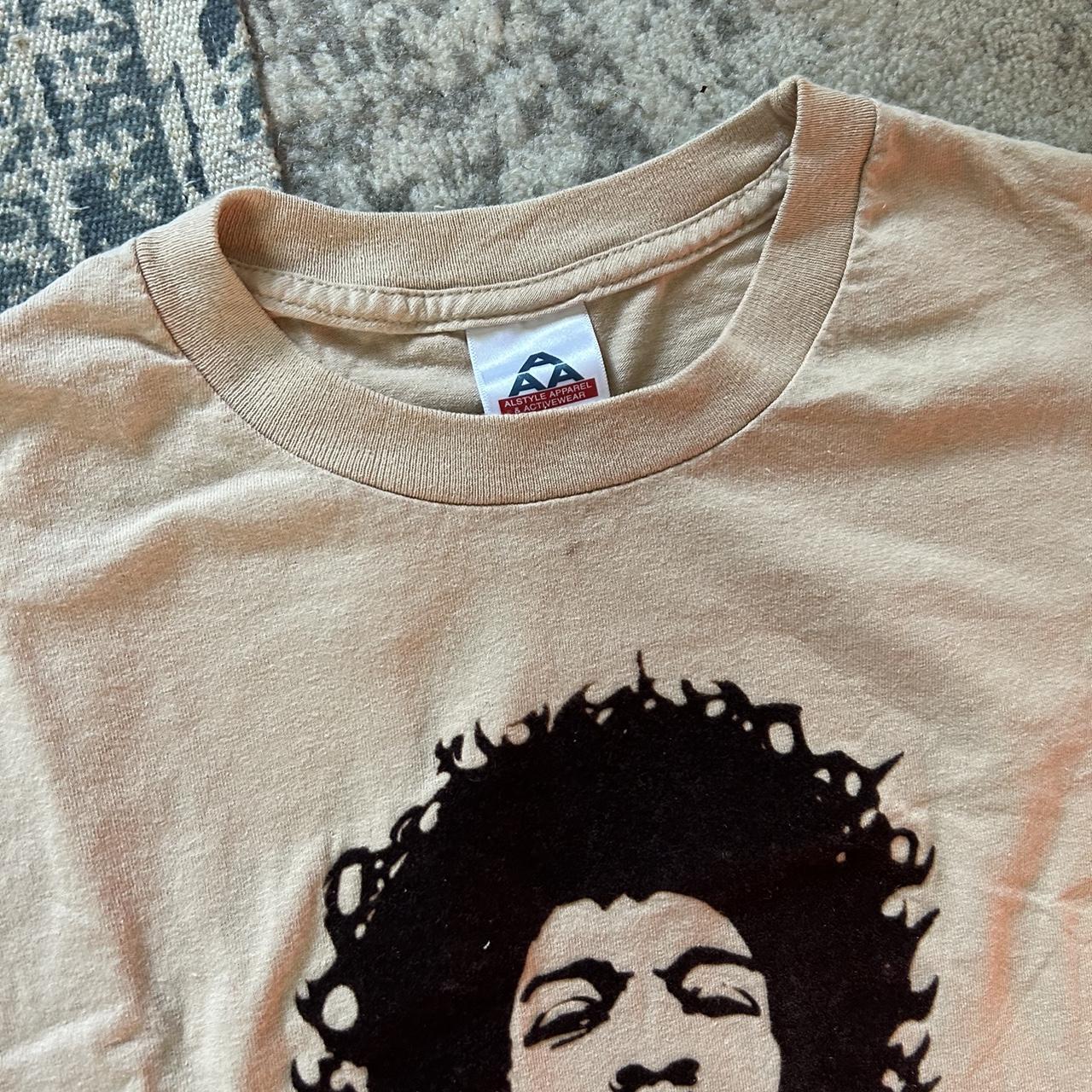 Jimi Hendrix Tan Felt Print t-shirt Photo tee on a... - Depop