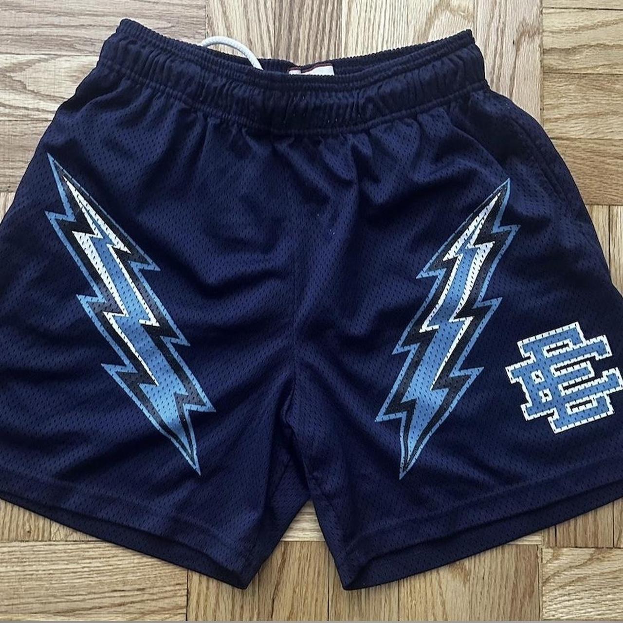 Blue bolt ERIC EMANUAL SHORTS worn couple of... - Depop