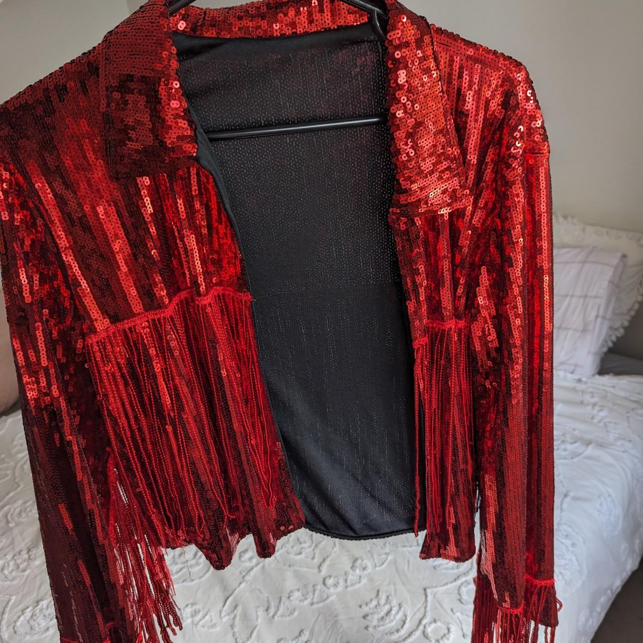 Brand new red sequins jacket - perfect for a dress... - Depop