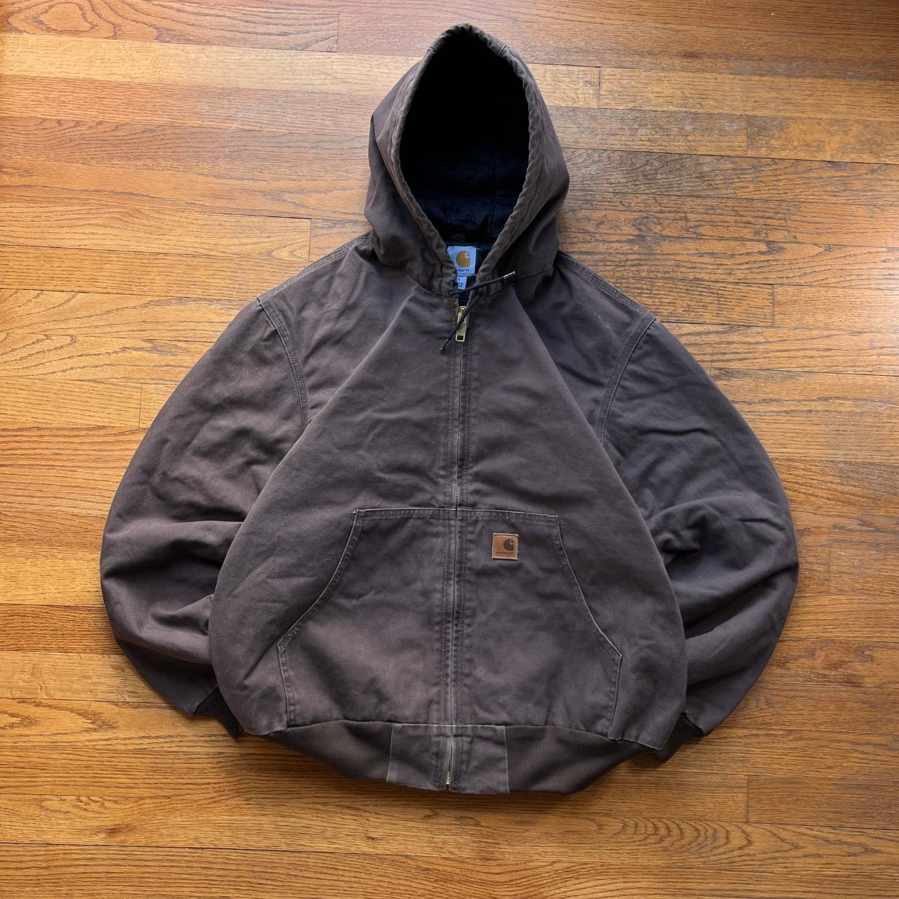 Faded Dark Brown Carhartt Active Jacket – Large | Depop
