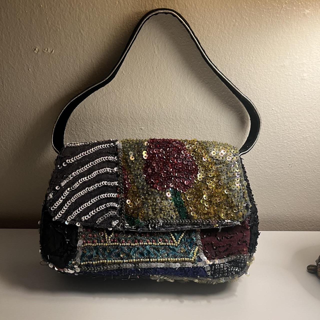 vintage beaded shoulder purse super unique bag,... - Depop