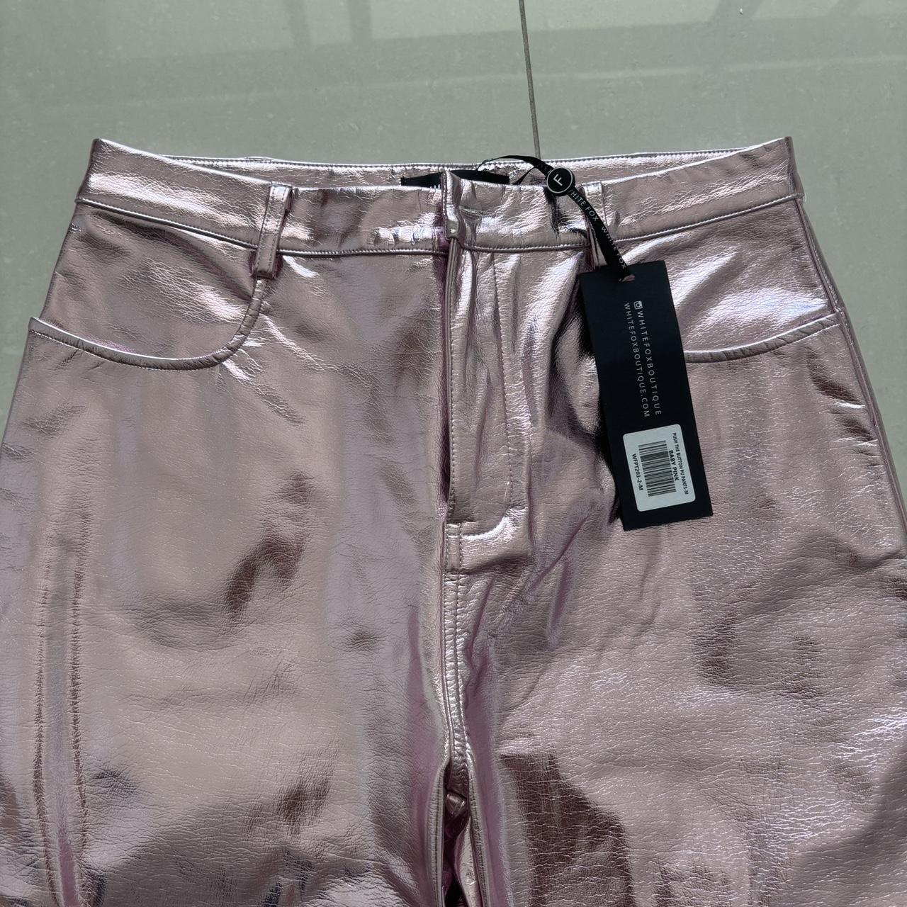 Pink metallic pants White Fox - M - Depop