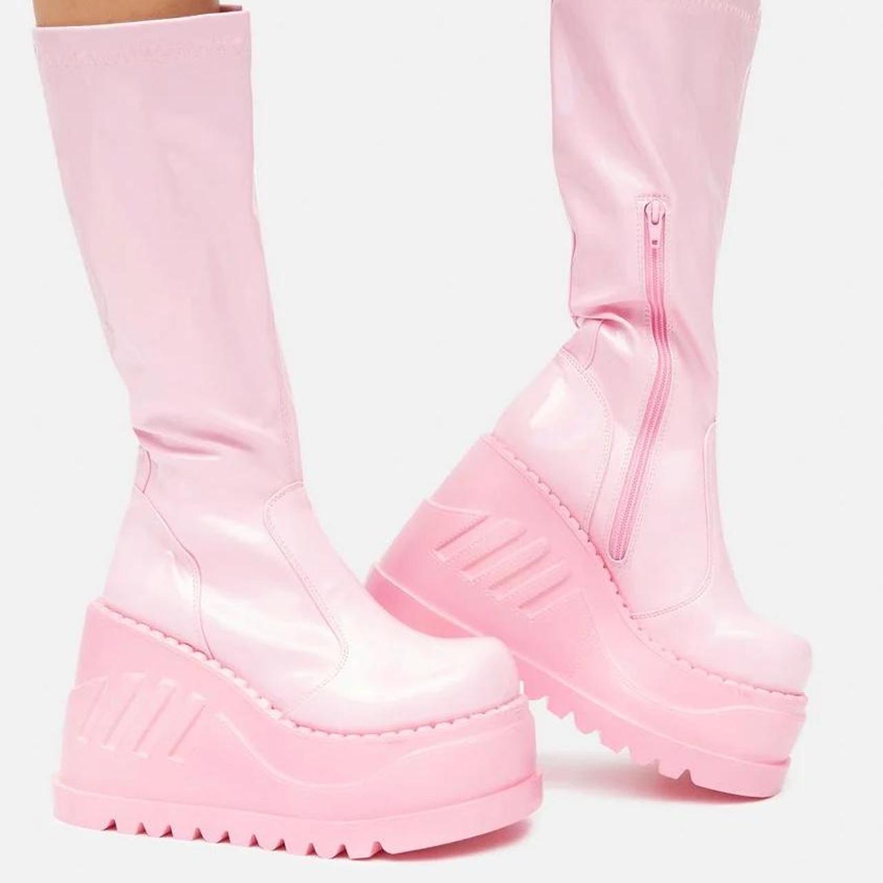 Demonia Women's Pink Boots | Depop