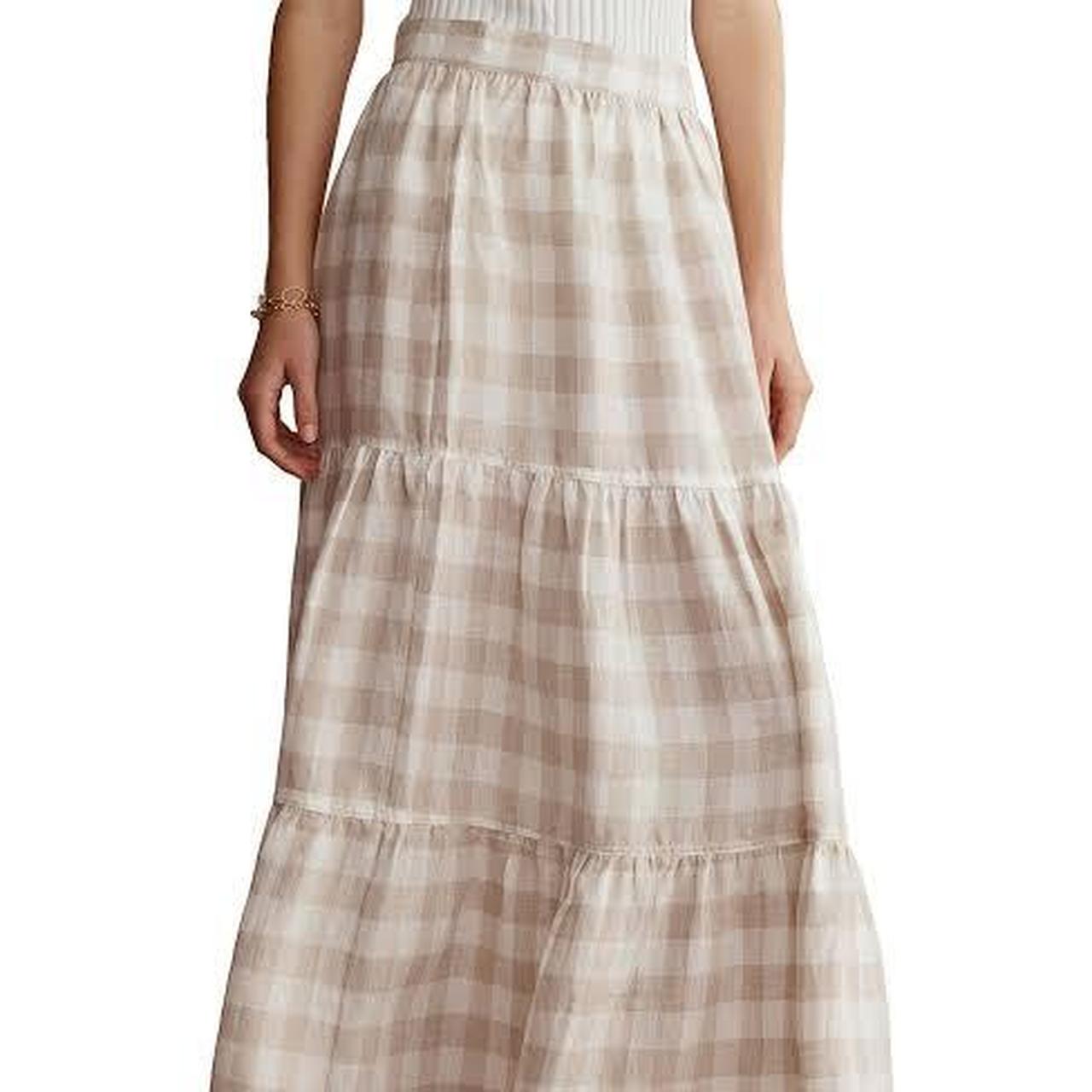 Marie Linen Check Skirt Paid $260 Barely worn... - Depop