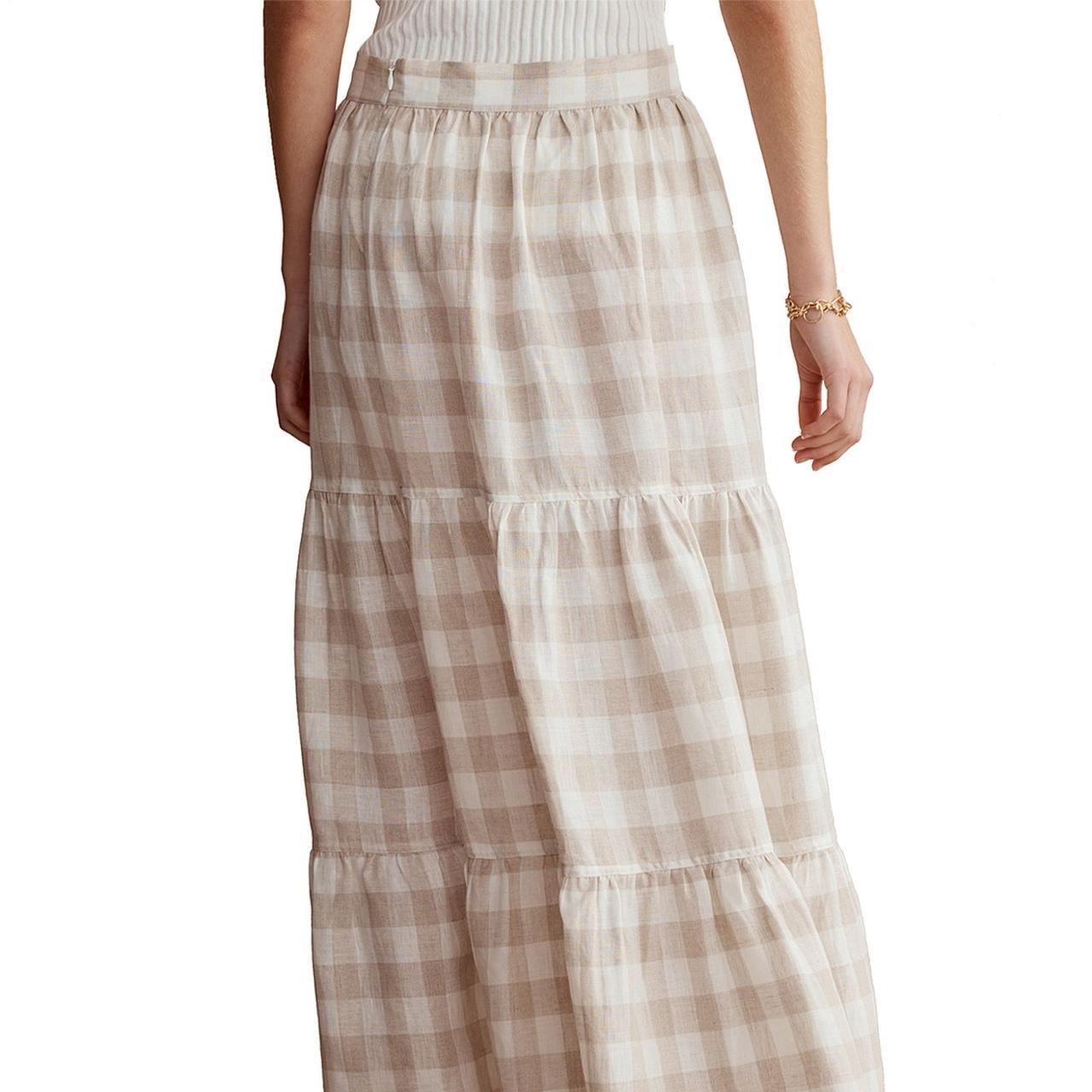 Marie Linen Check Skirt Paid $260 Barely worn... - Depop