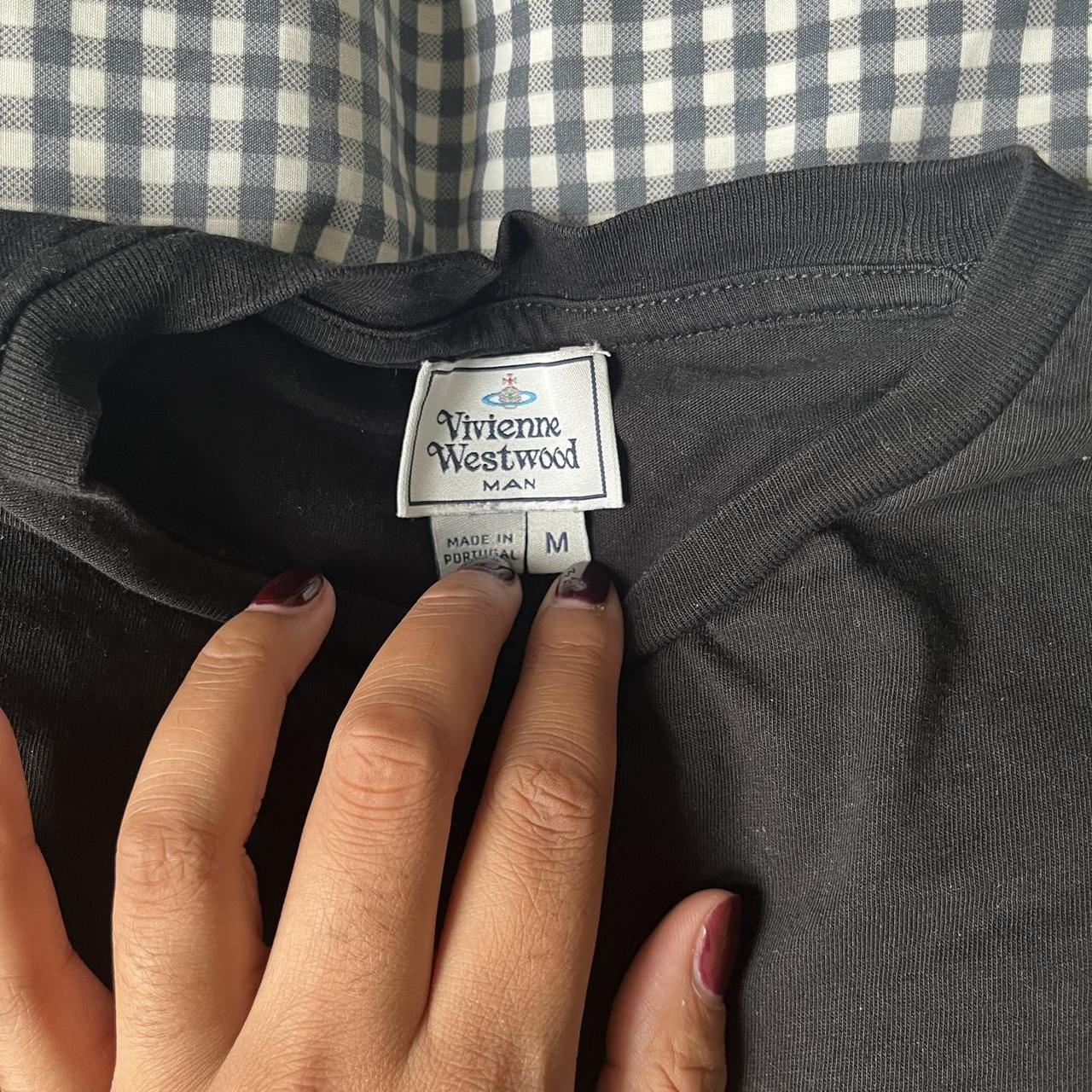 Black Vivienne Westwood tee with orb logo stitched... - Depop