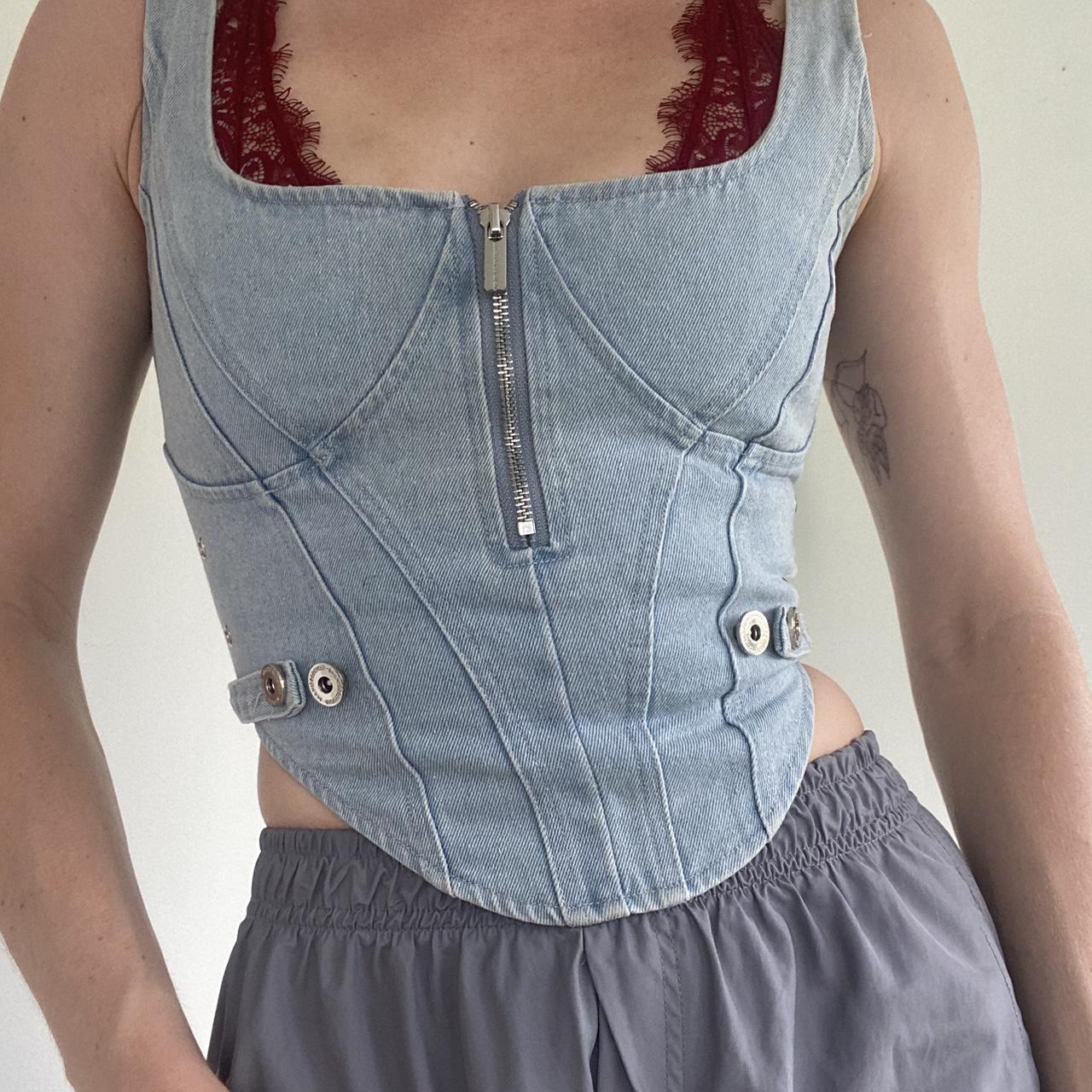 Maniere De Voir Women's Blue Corset | Depop