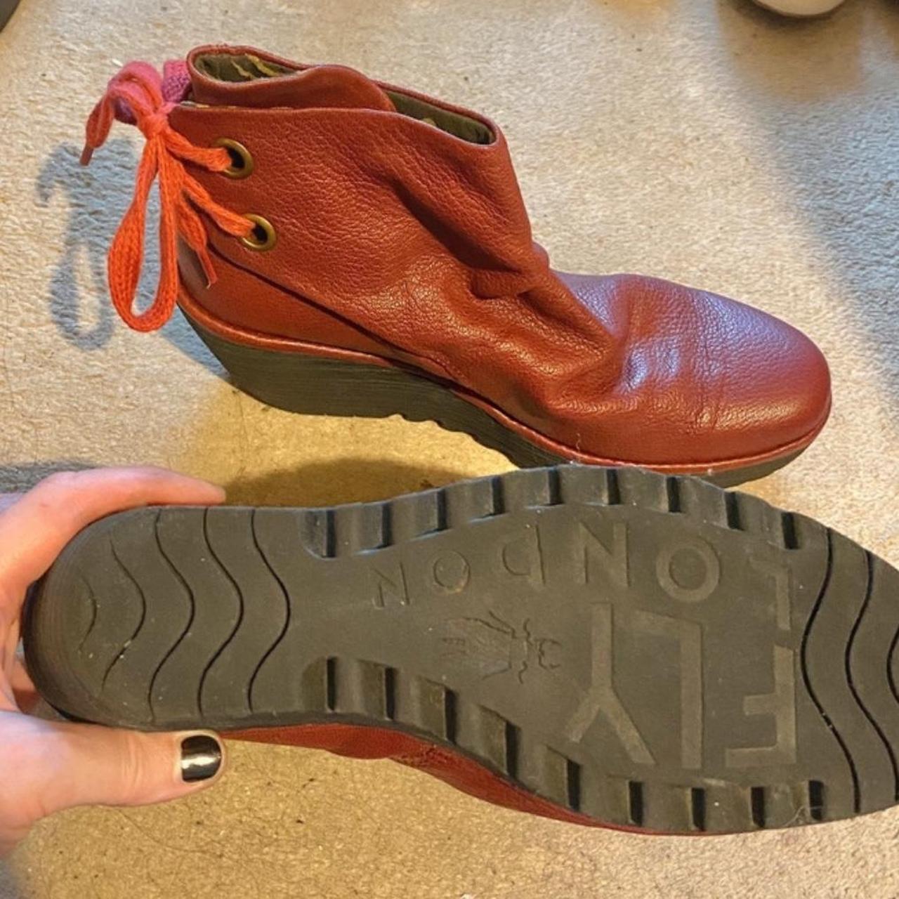 Fly London Red Wedge Boot NEW Size 8 Gorgeous... - Depop