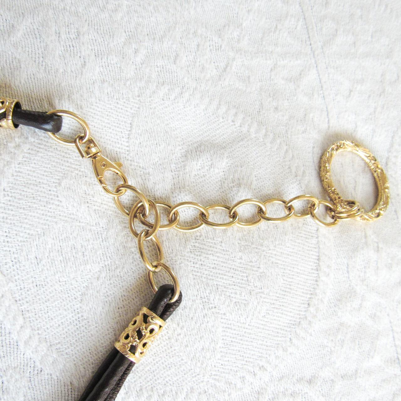 VINTAGE 90s Statement Leather & Chain Belt/ Brown &... - Depop