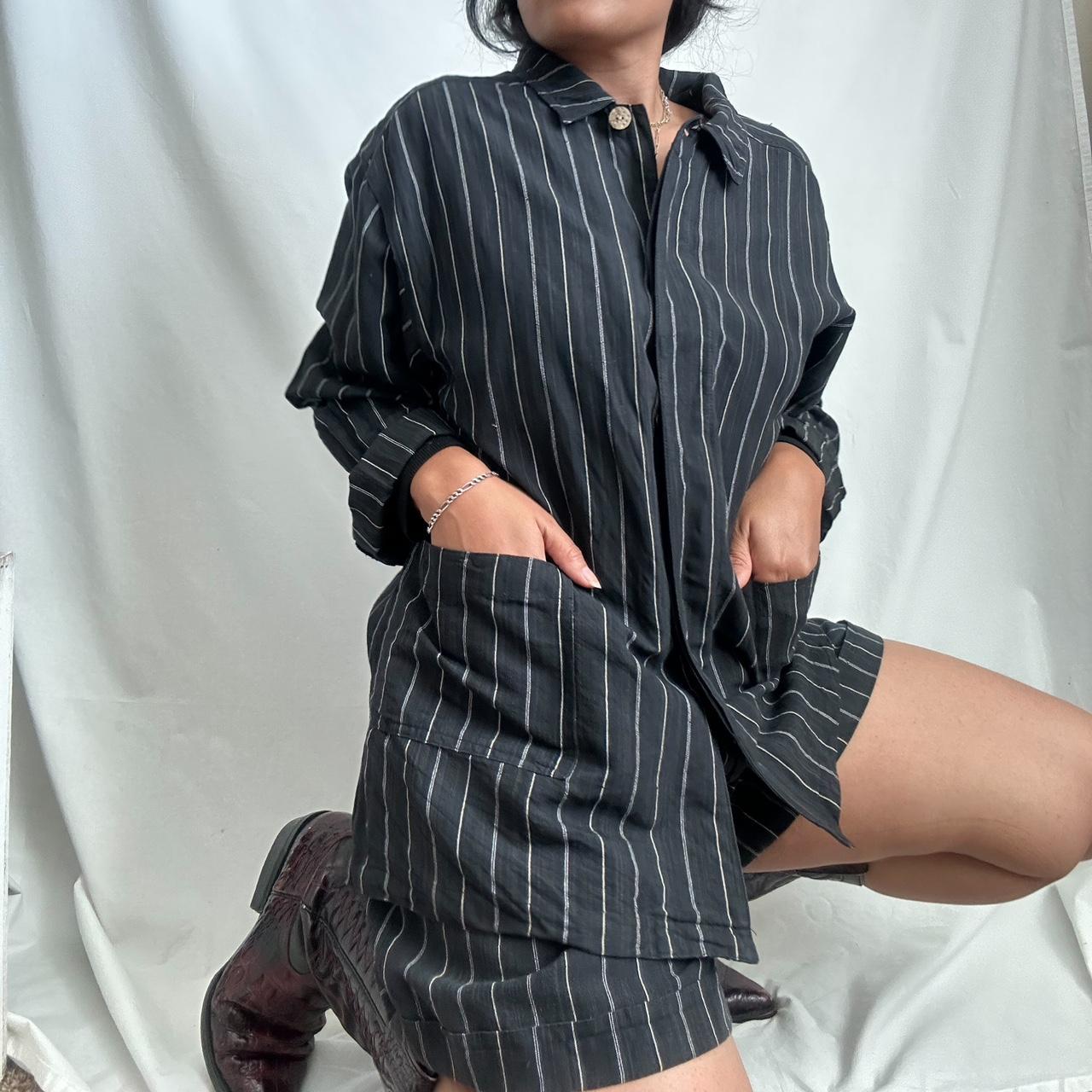 VINTAGE 90s Margaret Godfrey Pinstriped Linen... - Depop