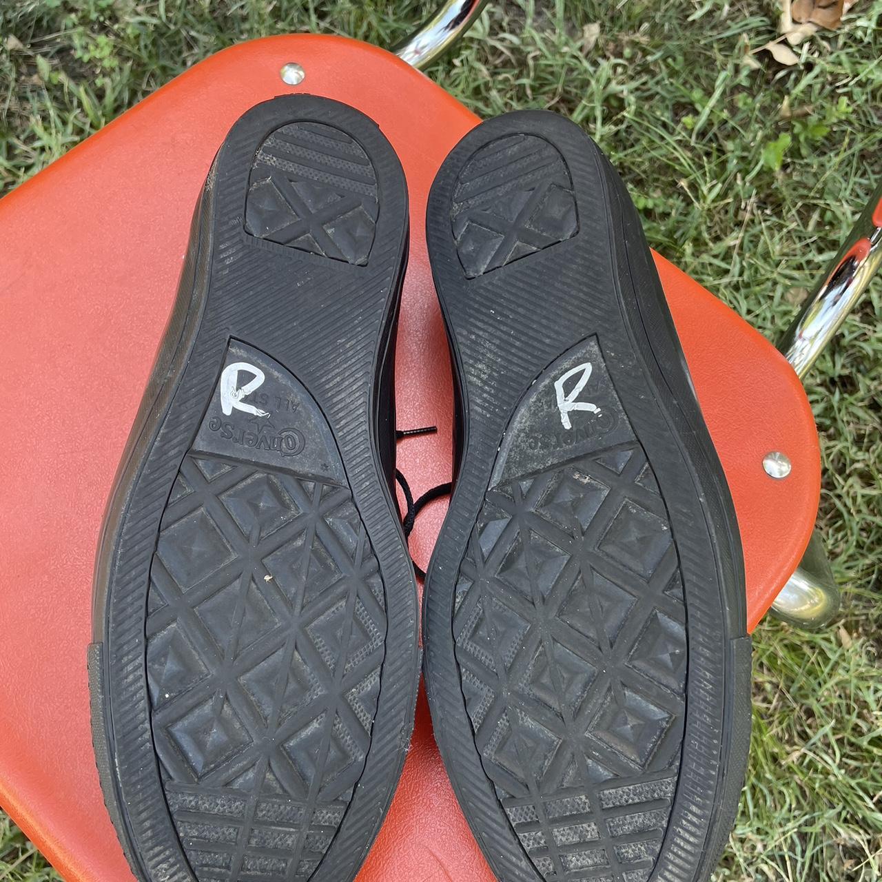 Custom embroidered black leather converse mens 11.5... - Depop