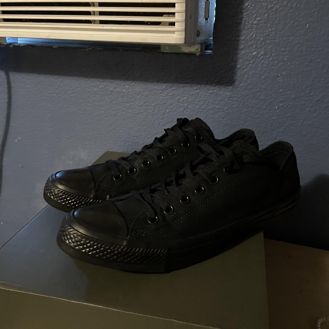 All Black Converse Low top converse All black Like... - Depop