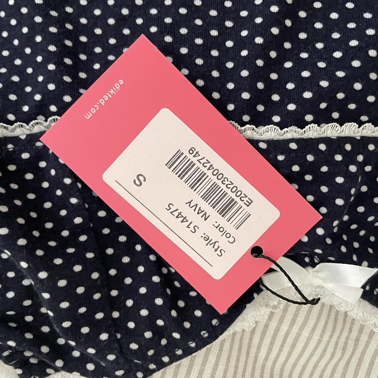 Edikted pj set navy and white polka dot with lace... - Depop