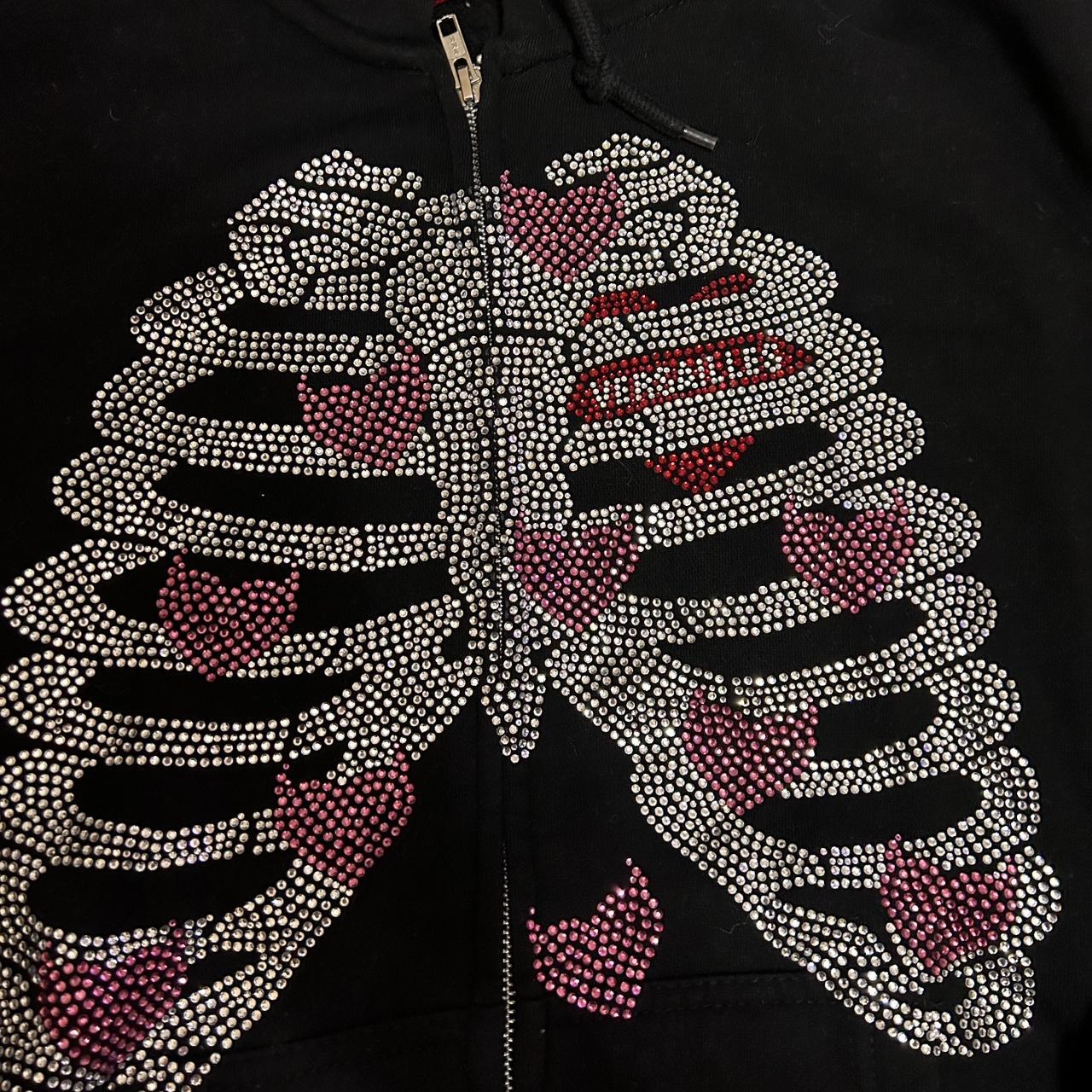 versailles rhinestone skeleton hoodie -size m -like... - Depop