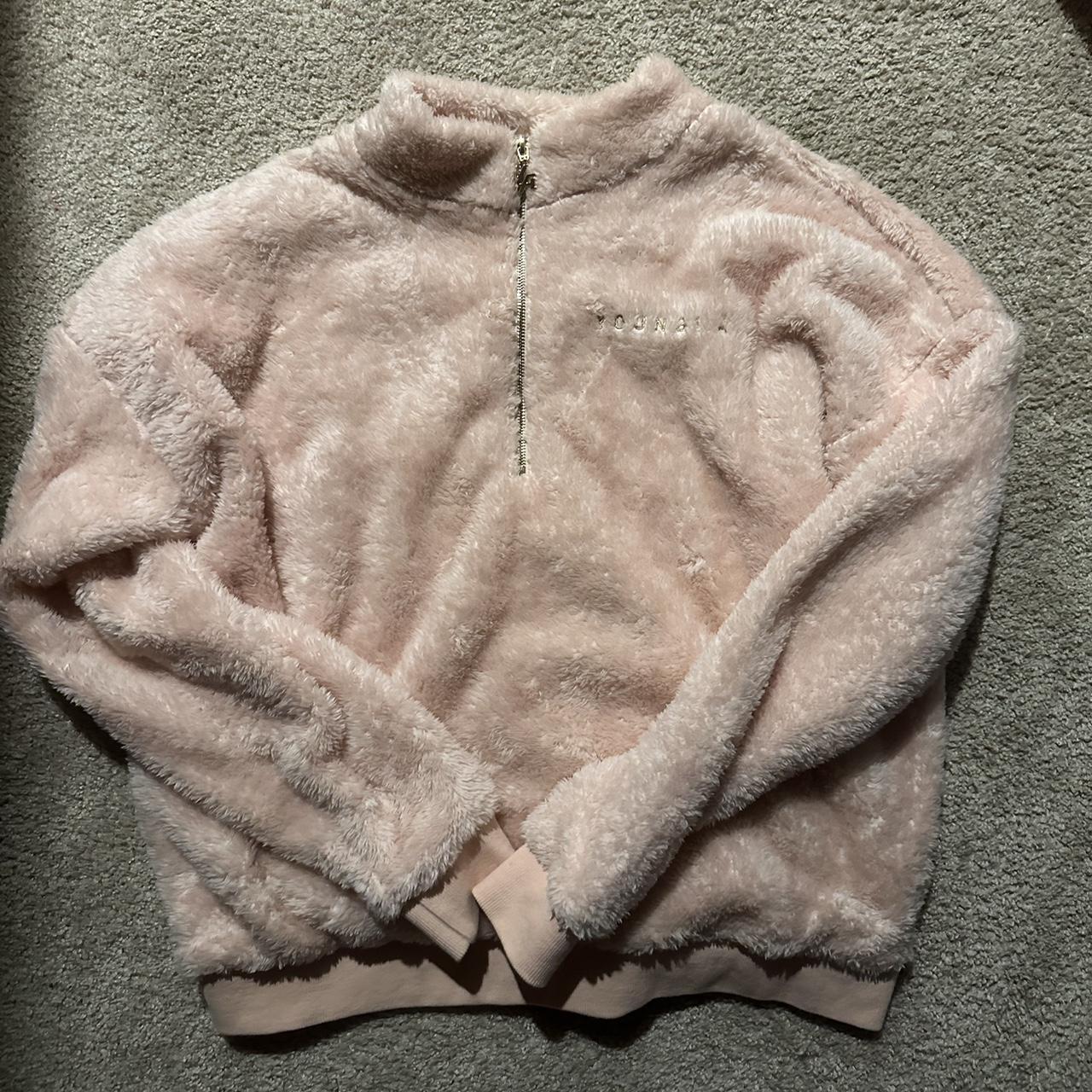 light pink youngla fluffy jacket size large. worn... - Depop